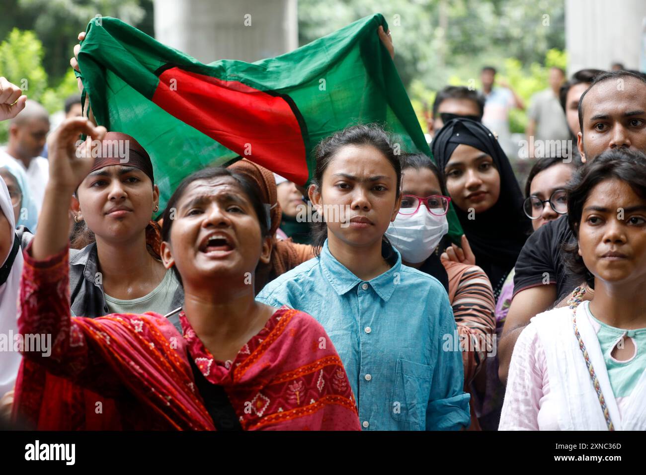 Dhaka, Bangladesh - July 31, 2024: Students protest in front of the ...