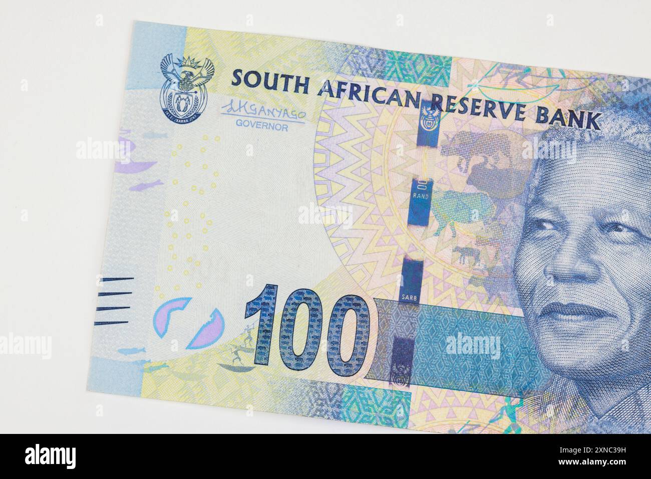 Portrait Nelson Rolihlahla Mandela is from South Africa 200 rand is country national currency ...