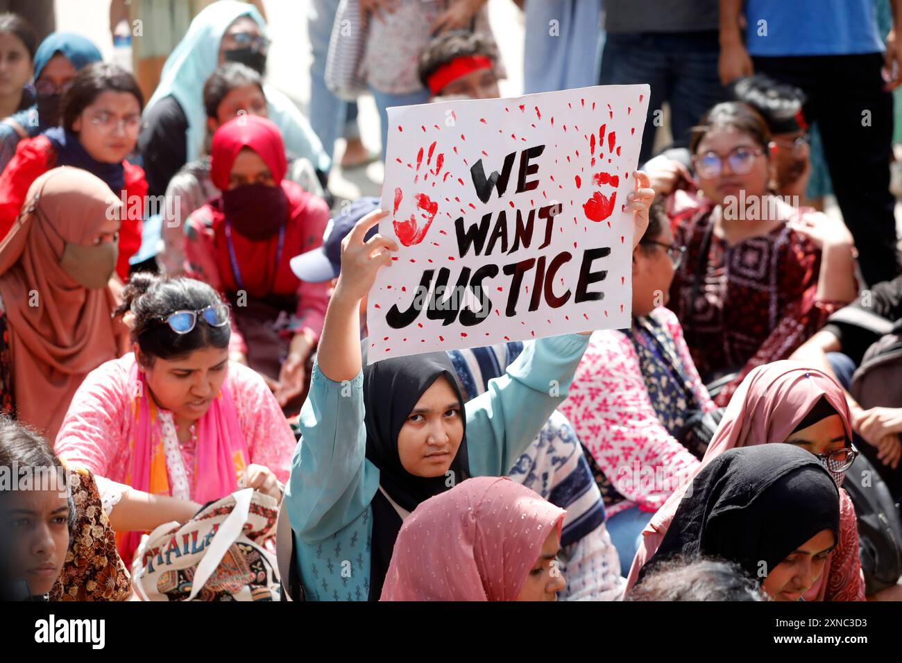 Dhaka, Bangladesh - July 31, 2024: Students protest in front of the ...