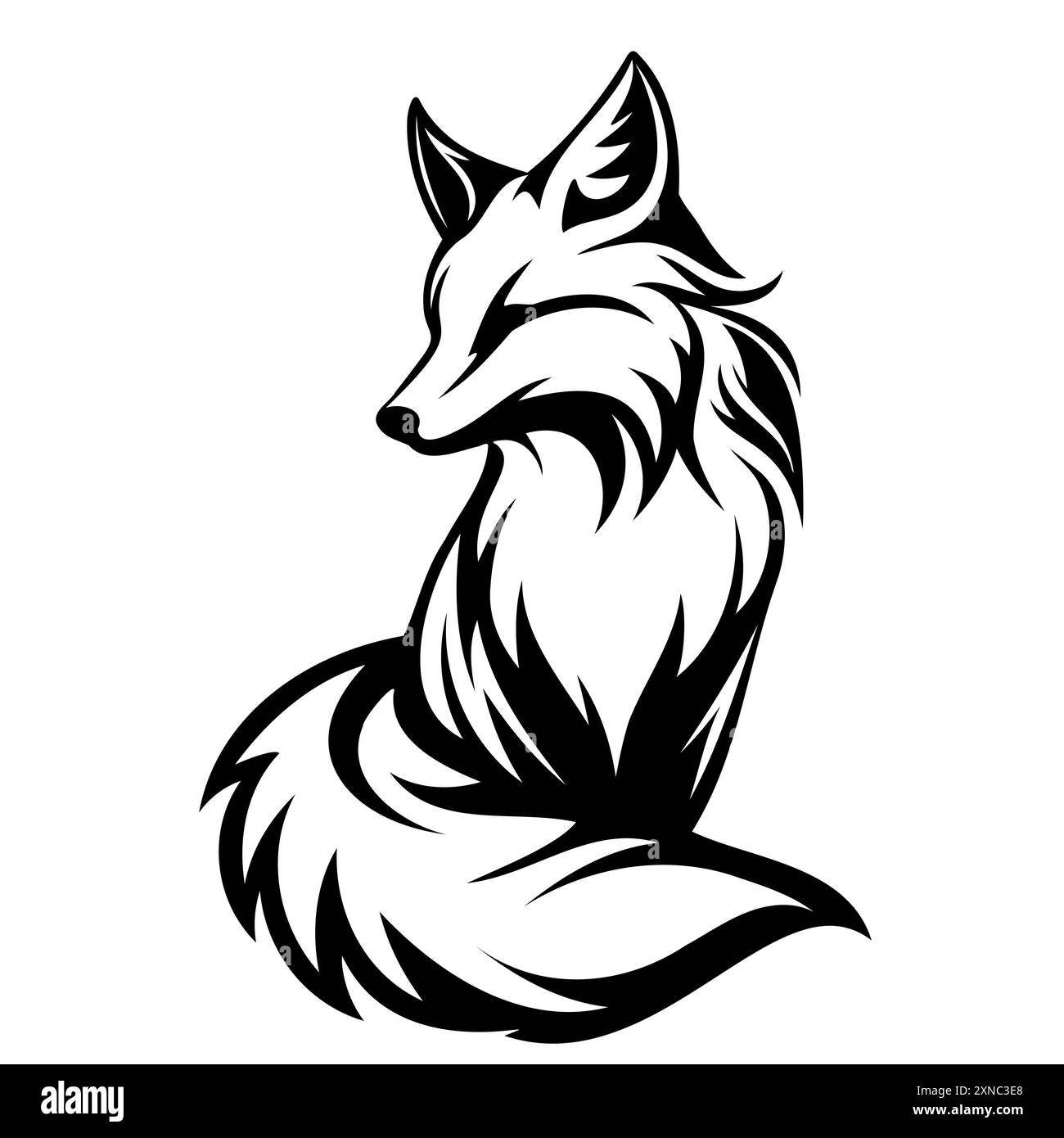 Elegant fox silhouette in black and white design Stock Vector Image ...