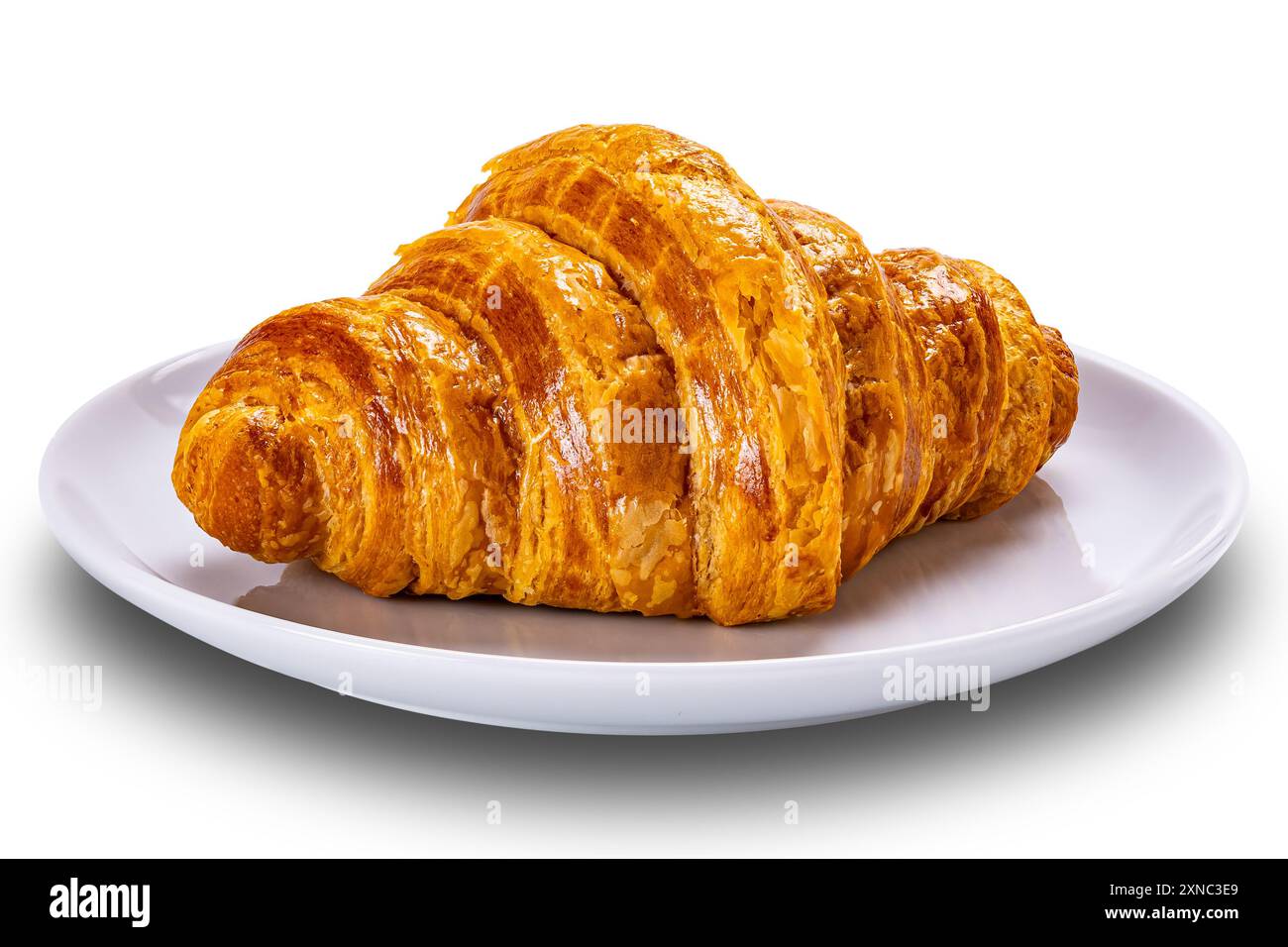 Freshly baked croisant in white ceramic dish isolated on white ...