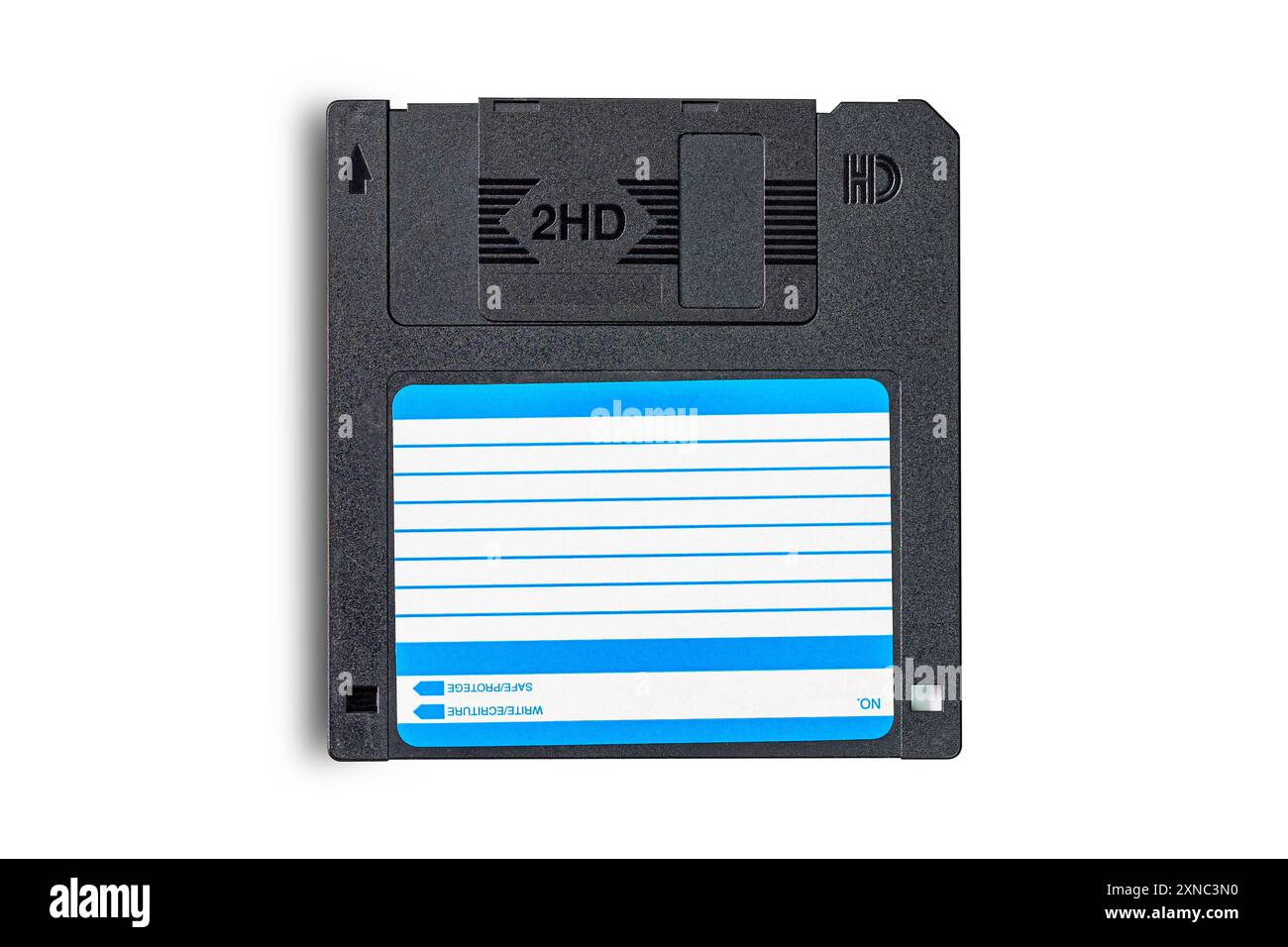 Top view single diskette for old computer isolated on white background ...