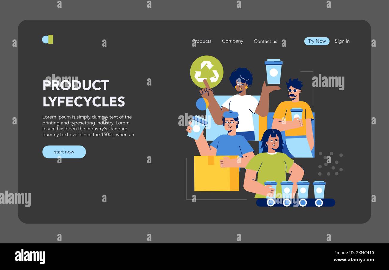 Circular Economy concept. Group of young people promoting recycling and ...