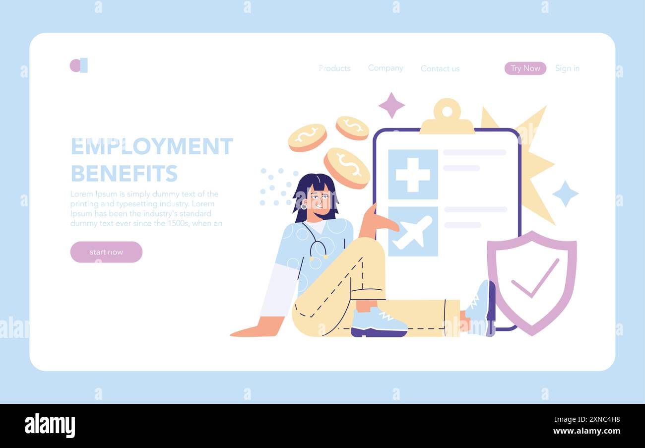 Employee benefits concept. A relaxed person reviewing a large benefits ...