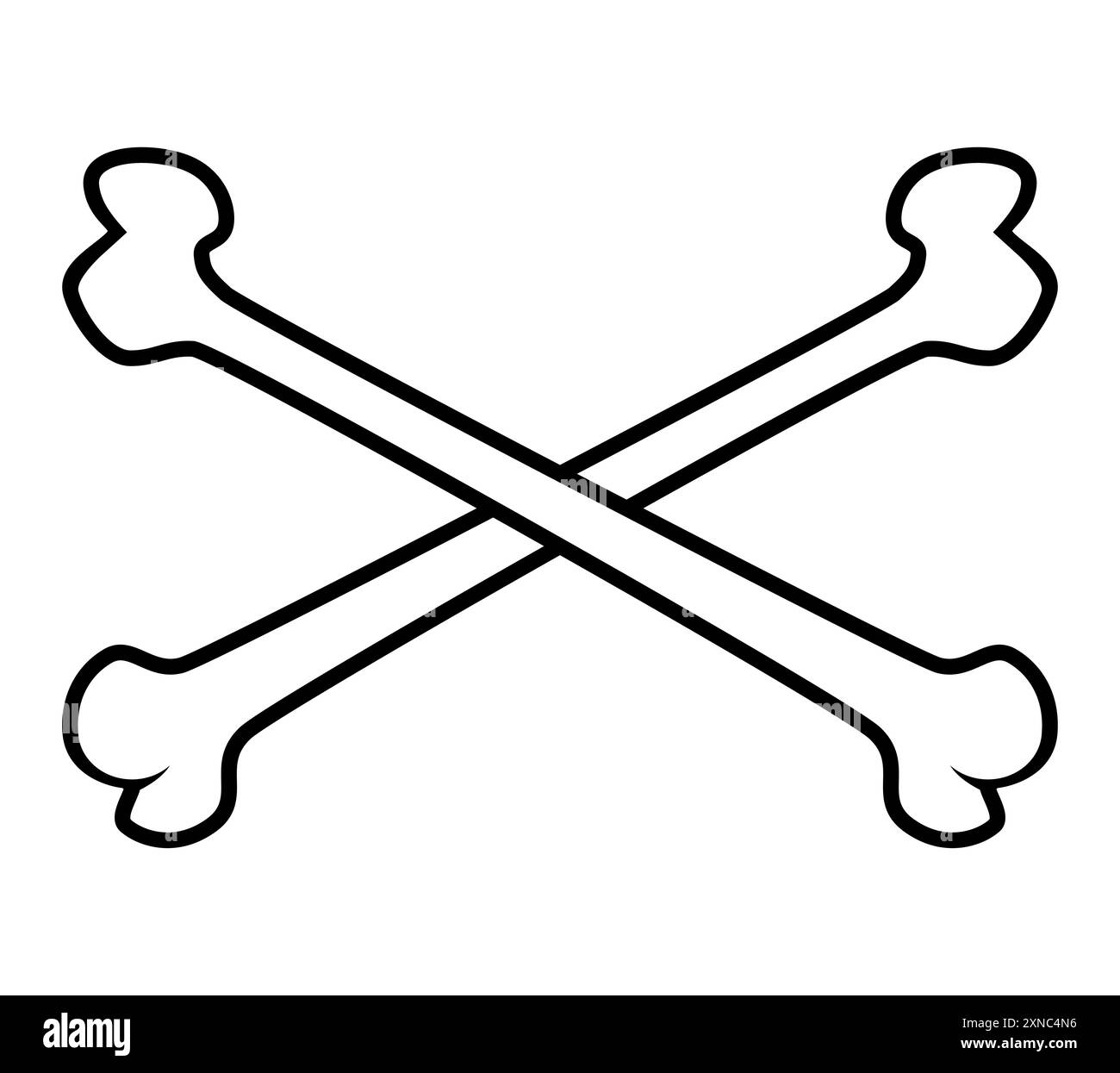 white crossbones, black and white vector illustration of crossed bones, isolated on white Stock ...