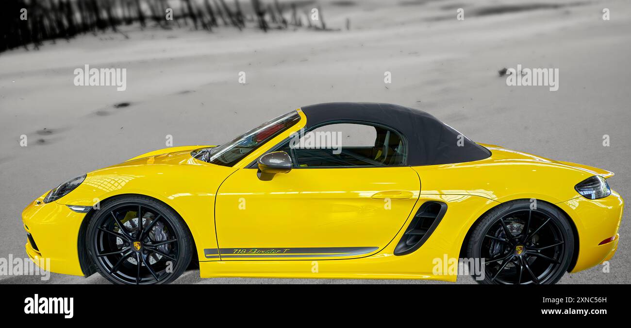 Hannover, Germany, July 6, 2024: Porsche 718 Boxster T Cabriolet with ...