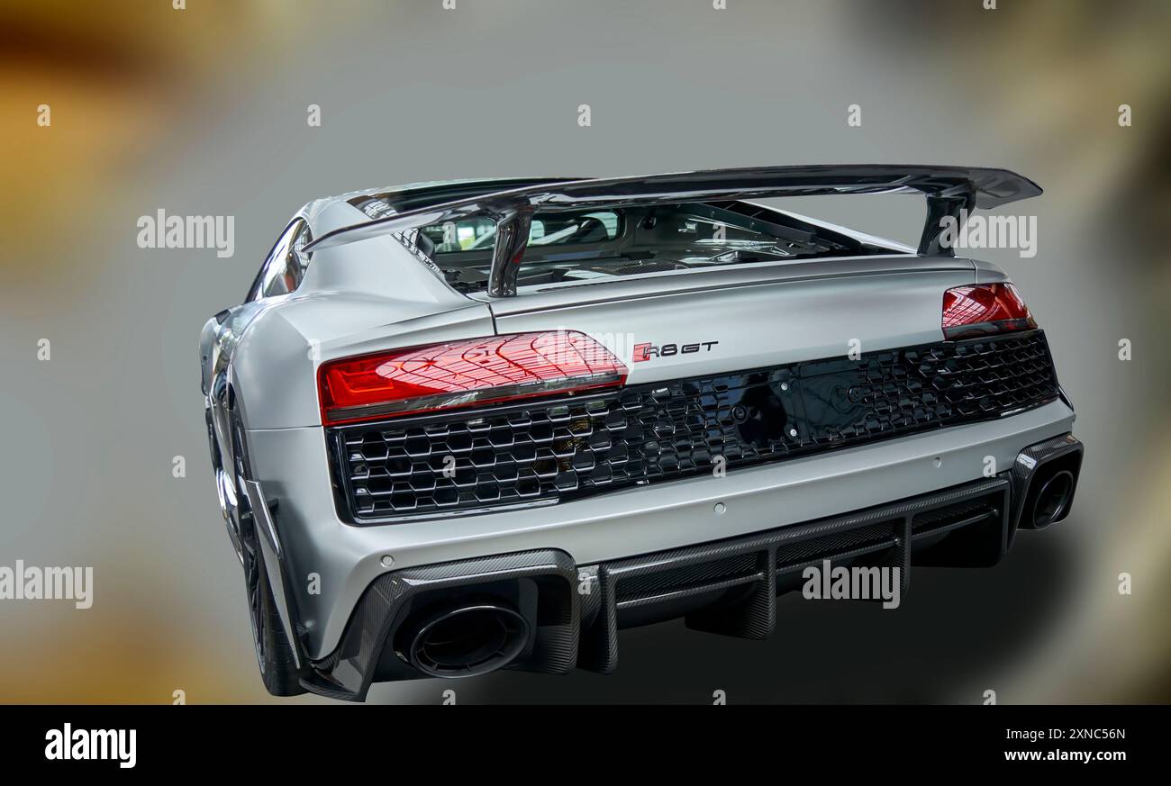 Hannover, Germany, July 6, 2024: Audi R8 GT rear view with black ...