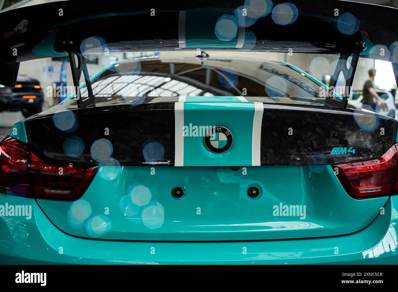 Hannover, Germany, July 6, 2024: BMW M4 rear view with large wing ...