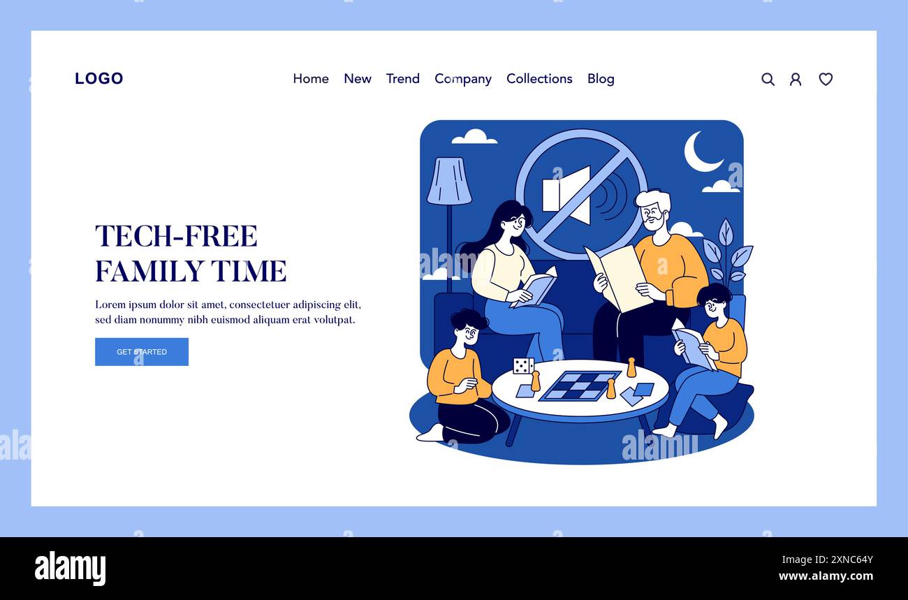 Tech-Free Family Time concept. A family enjoys an evening together ...