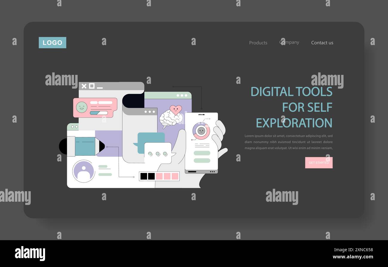 Digital self-help illustration concept. Engaging apps for personal ...