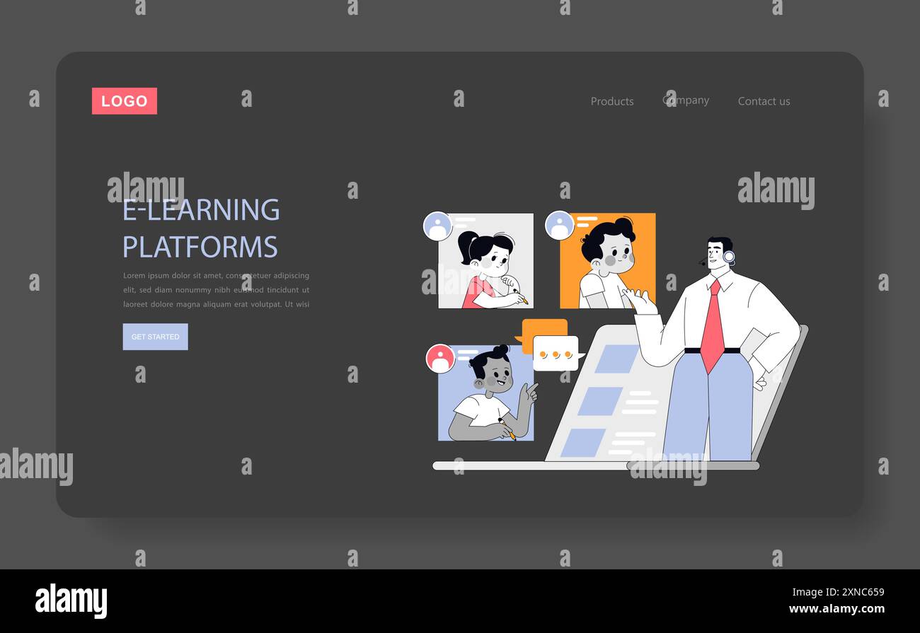 Online Education concept. Remote learning and e-training through modern ...