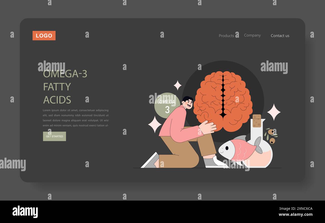 Nutrition and Mental Health concept. Influence of Omega-3 fatty acids ...