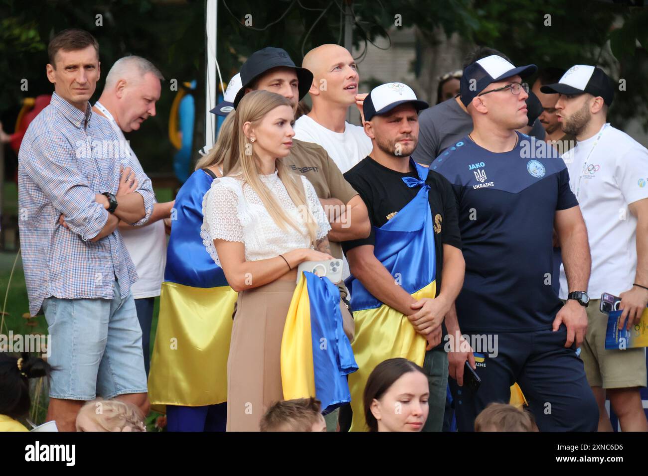 KYIV, UKRAINE - JULY 26, 2024 - Ukrainian boxer Denys Berinchyk (C ...