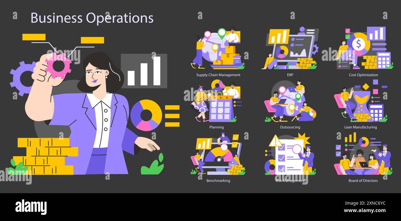 Business Operations concept. Illustration showcasing diverse corporate ...
