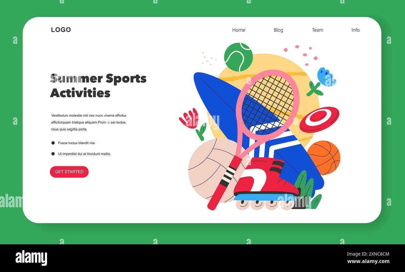 Summer Sports Activities concept. A colorful collage of equipment for ...