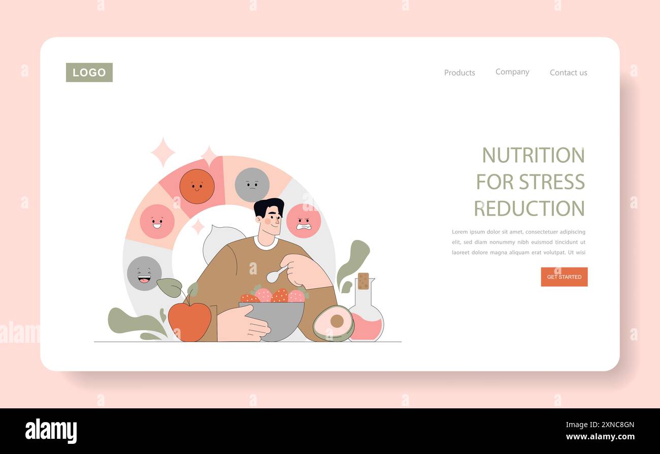 Nutrition for mental health concept. A man eating healthy food with ...