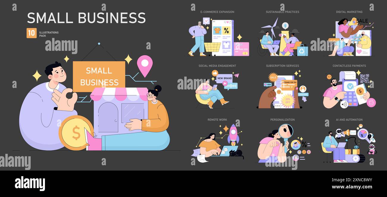 Small Business set. Diverse aspects of entrepreneurship from e-commerce ... Small Business set. Diverse aspects of entrepreneurship from e-commerce ...