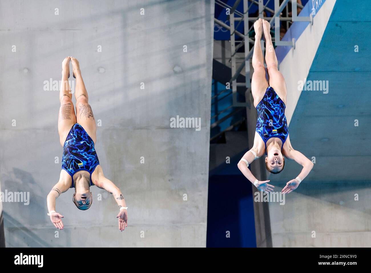 Kseniia Bailo and Sofiia Lyskun of Ukraine compete during Women's ...