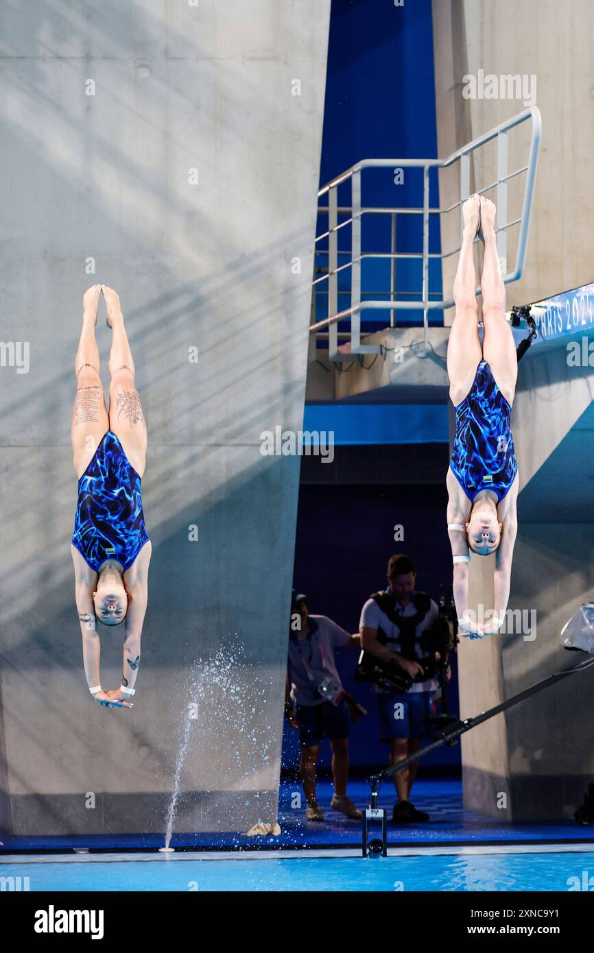 Kseniia Bailo and Sofiia Lyskun of Ukraine compete during Women's ...