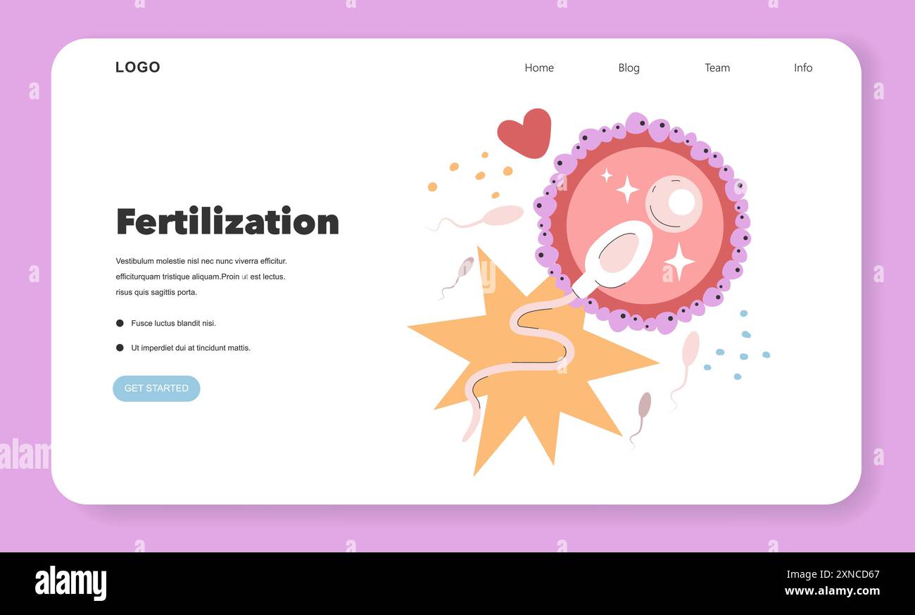 Fertilization concept illustration. Depiction of sperm reaching an egg ...