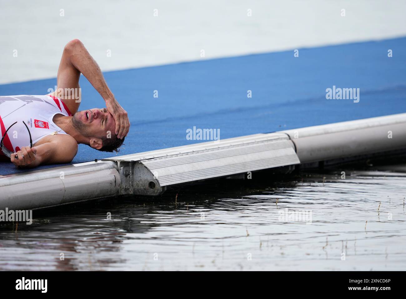 Bronze medalist Dominik Czaja, of Poland reacts after the men's ...