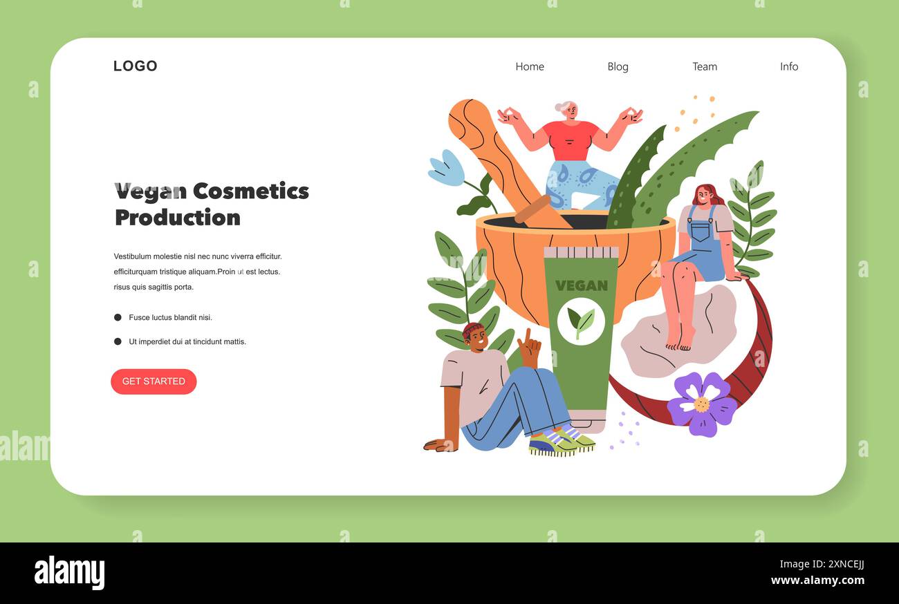 Ethical Cosmetics concept. Tiny characters creating vegan cosmetics ...