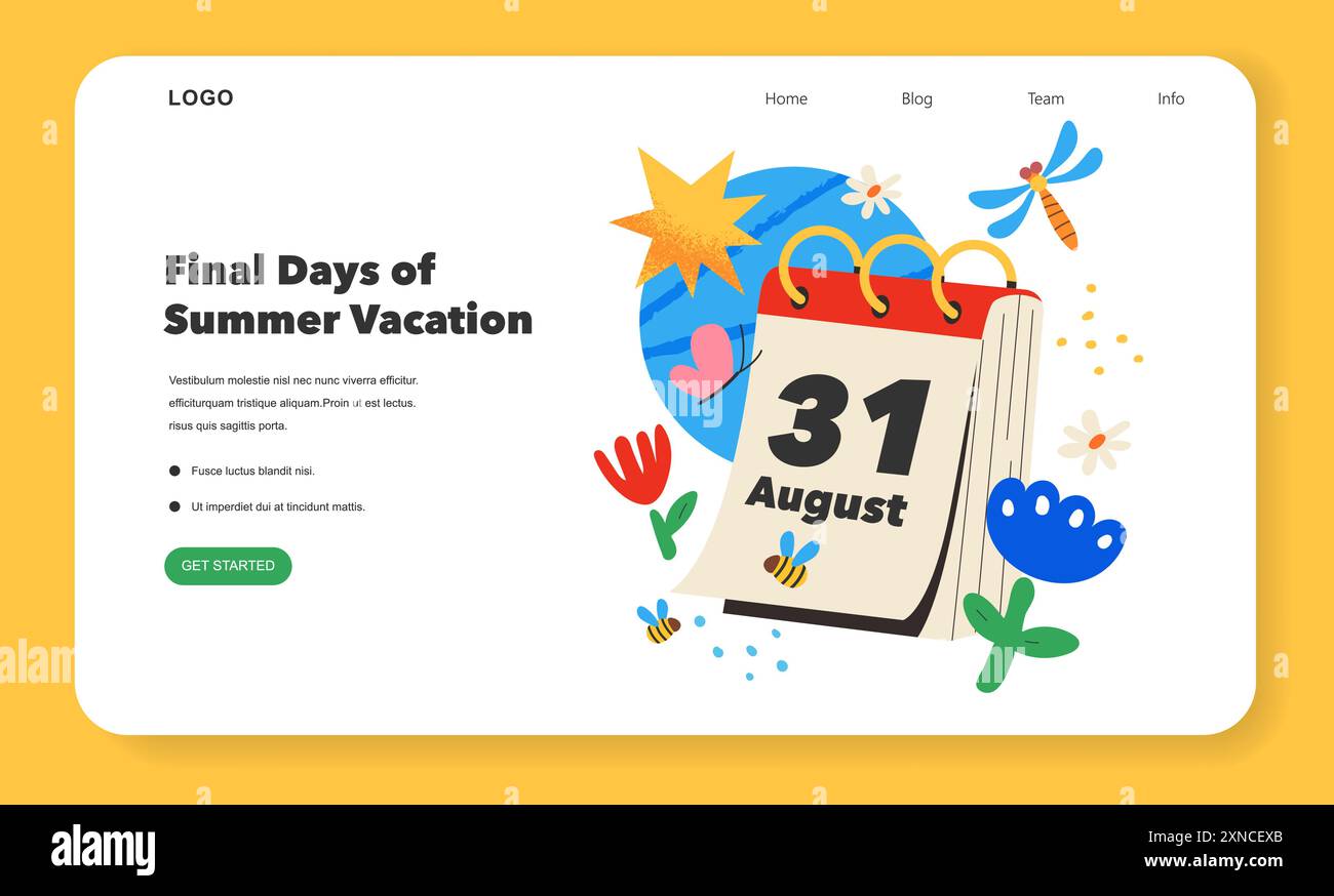 Final Days of Summer Vacation concept. Calendar marks the end of ...