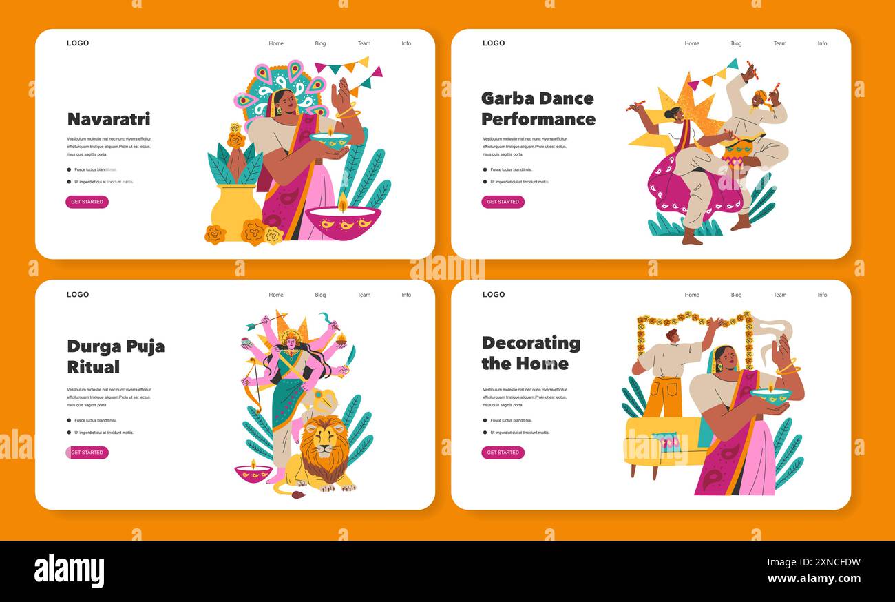 Navaratri set. Hindu festival celebration with rituals, dance ...