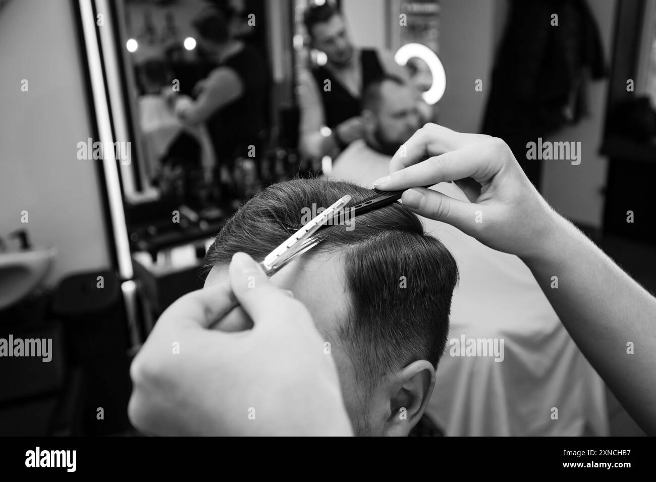 Stylist fixes hair on hi-res stock photography and images - Alamy