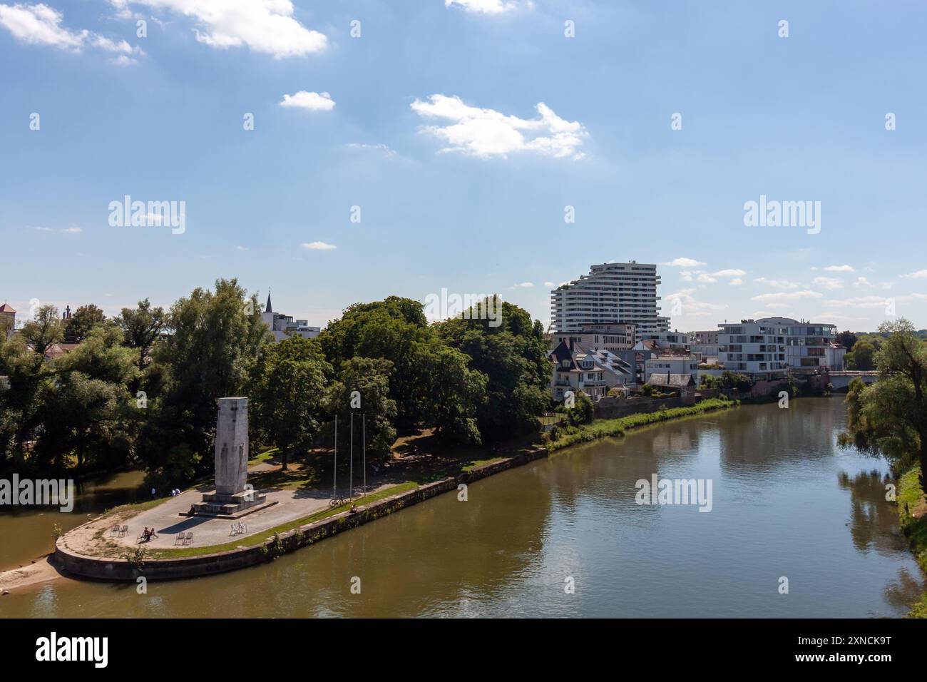 View from the observation deck of the Danube dividing Ulm and New Ulm ...