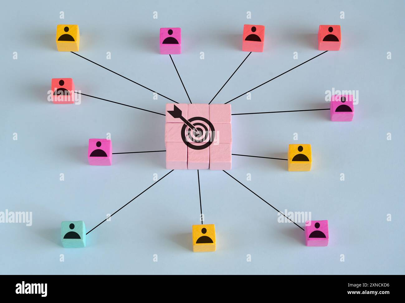 Customer relationship and teamwork concept. Multicolored wooden block ...