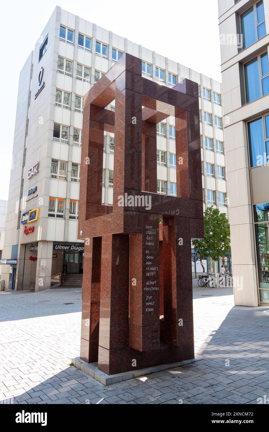ULM, GERMANY - JULY 28, 2024: Albert Einstein birth-place monument ...