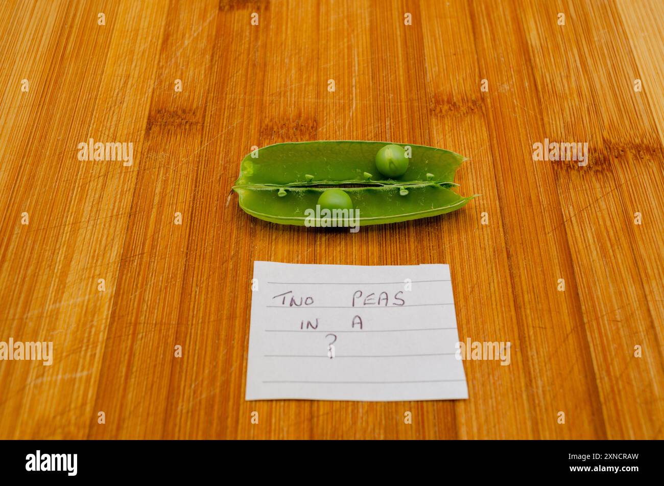 Two peas in a pod with a note asking you to guess the meaning Stock ...