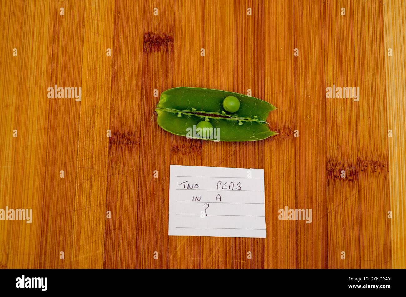 Two peas in a pod with a note asking you to guess the meaning Stock ...