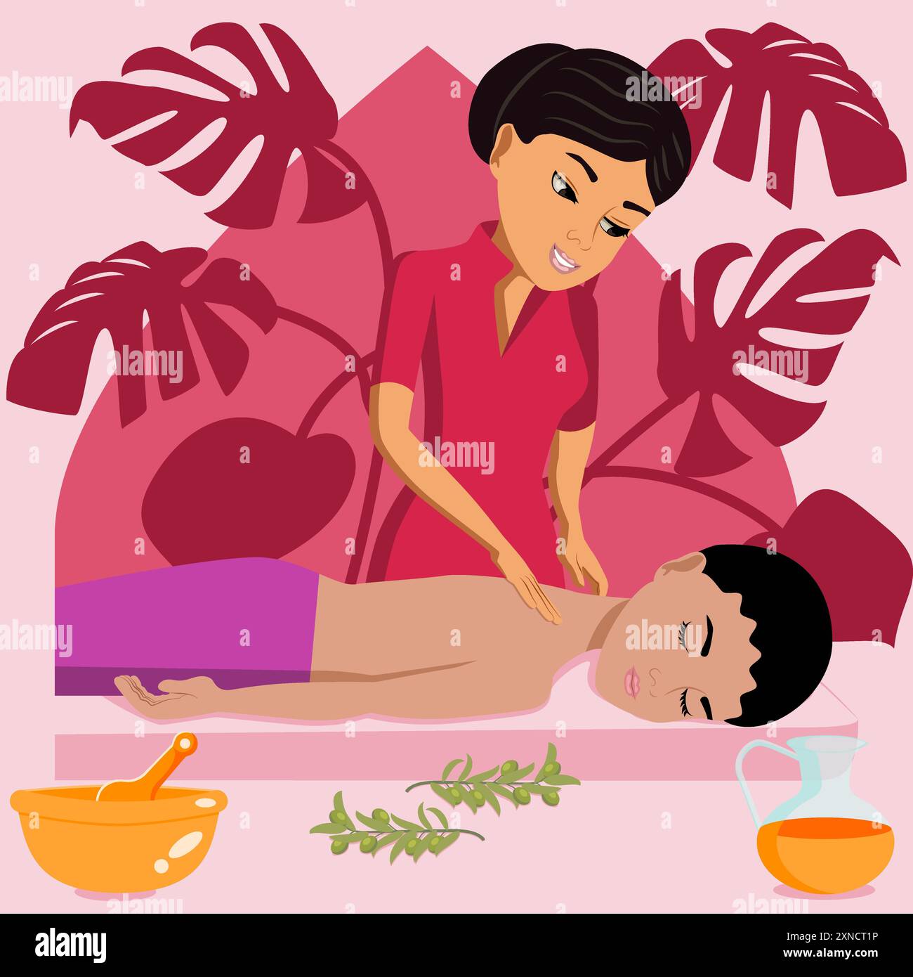 Swedish massage with professional massage therapis in spa. Middle ...