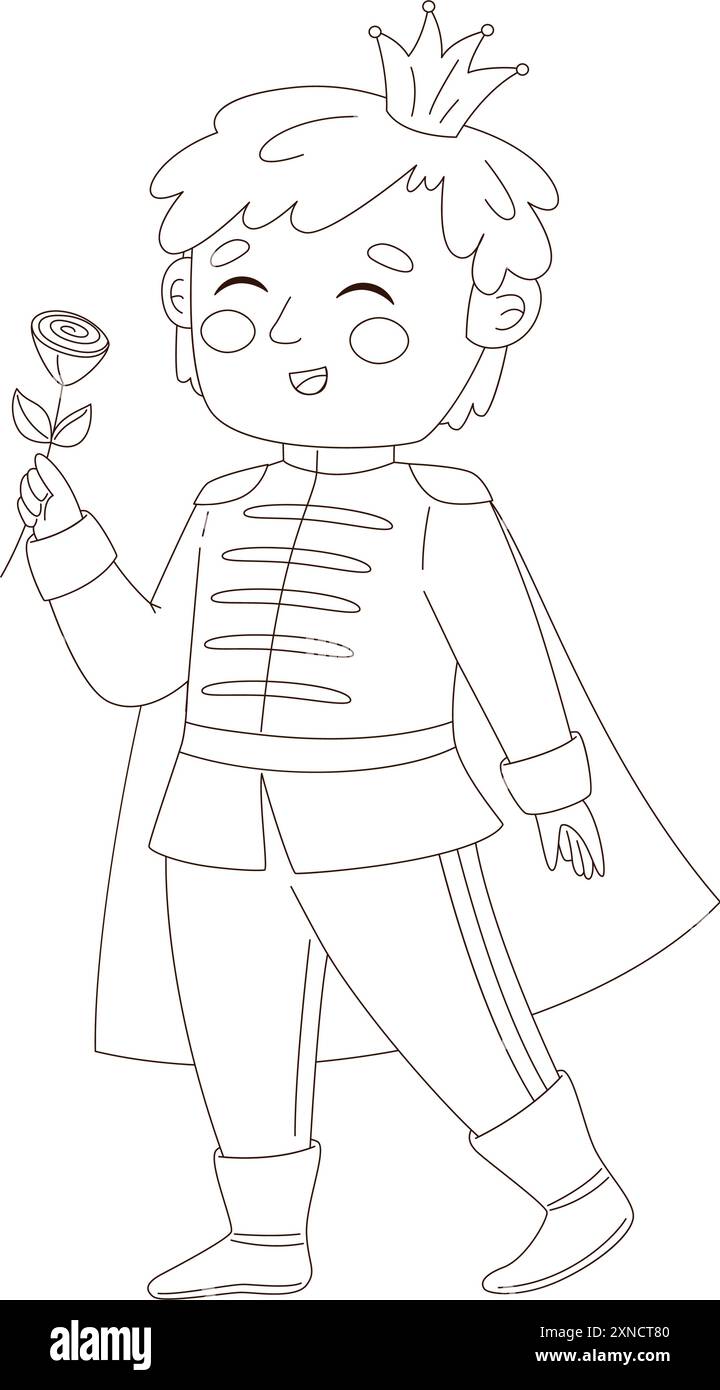 Charming coloring pages featuring cute prince in a regal castle setting ...
