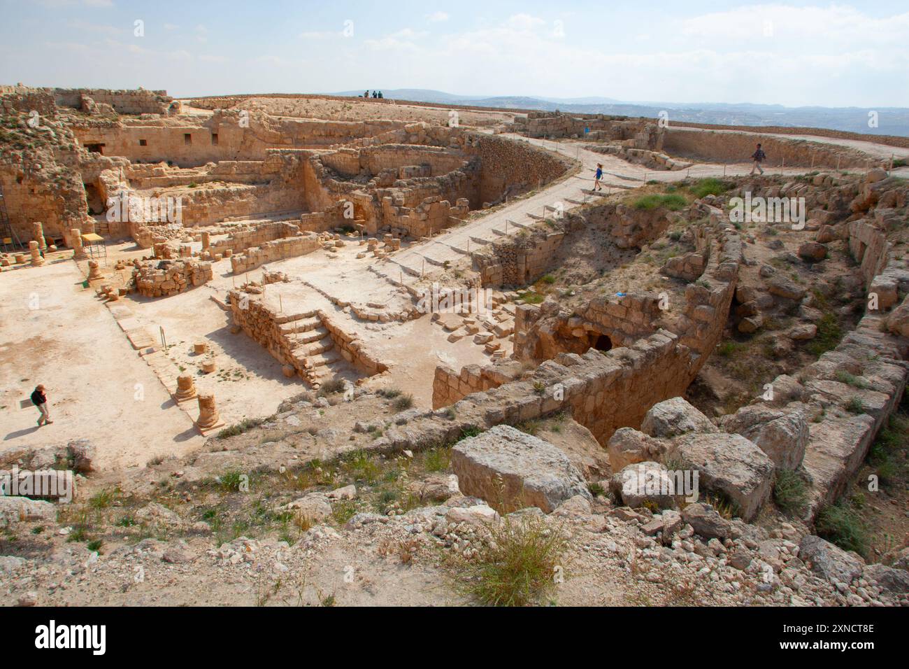 Herodion National Park, Upper Herodium, looking south. The columns to ...