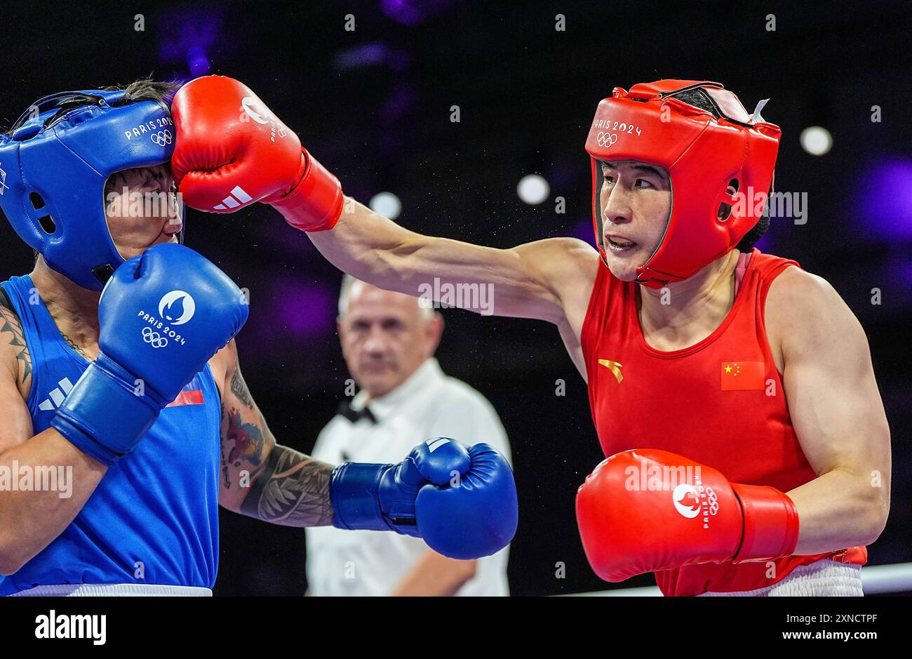 Paris, France. 31st July, 2024. Li Qian (R) of China competes against ...