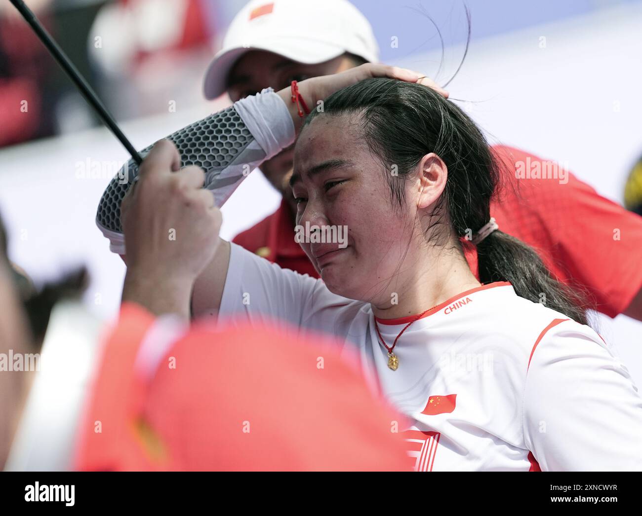 Paris, France. 31st July, 2024. Deng Yawen of China reacts after the ...
