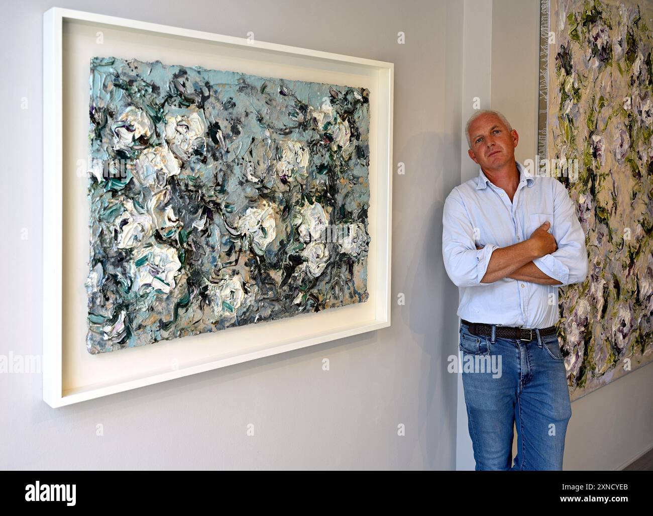 Edinburgh, Scotland, UK. 31st Jul 2024. Geoff Uglow with his art. The ...