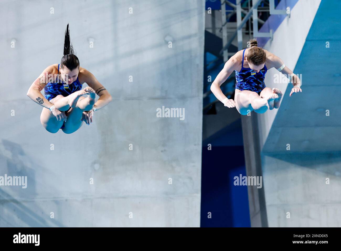 Kseniia Bailo and Sofiia Lyskun of Ukraine compete during Women's ...
