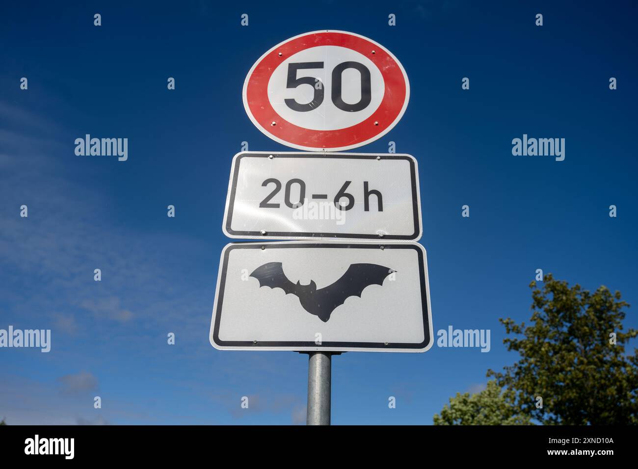 Bergen, Germany. 22nd July, 2024. Traffic signs warn against the flight ...