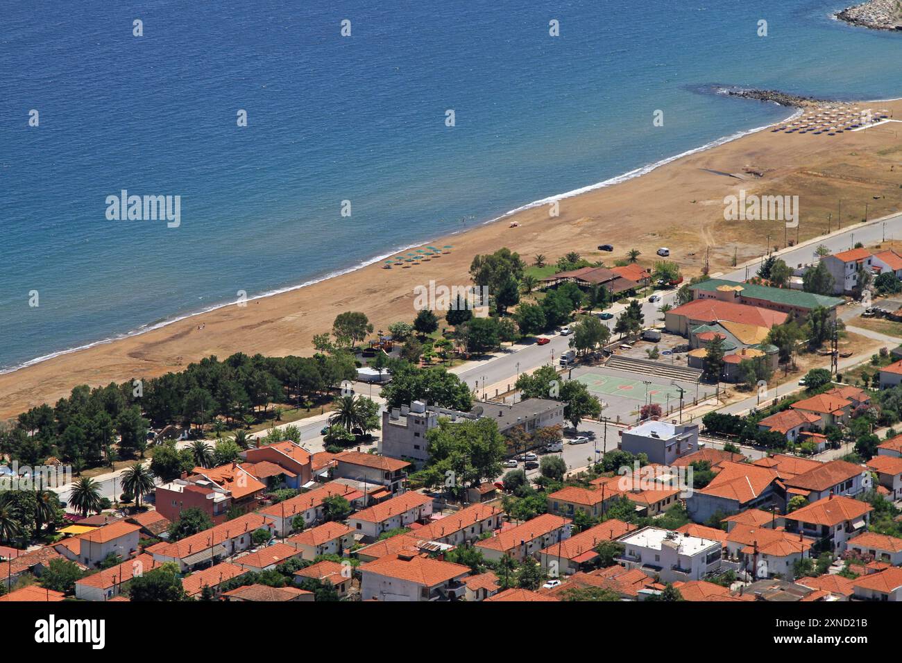 Aerial View of Town Stratoni at Chalkidiki Peninsula in Northern Greece ...