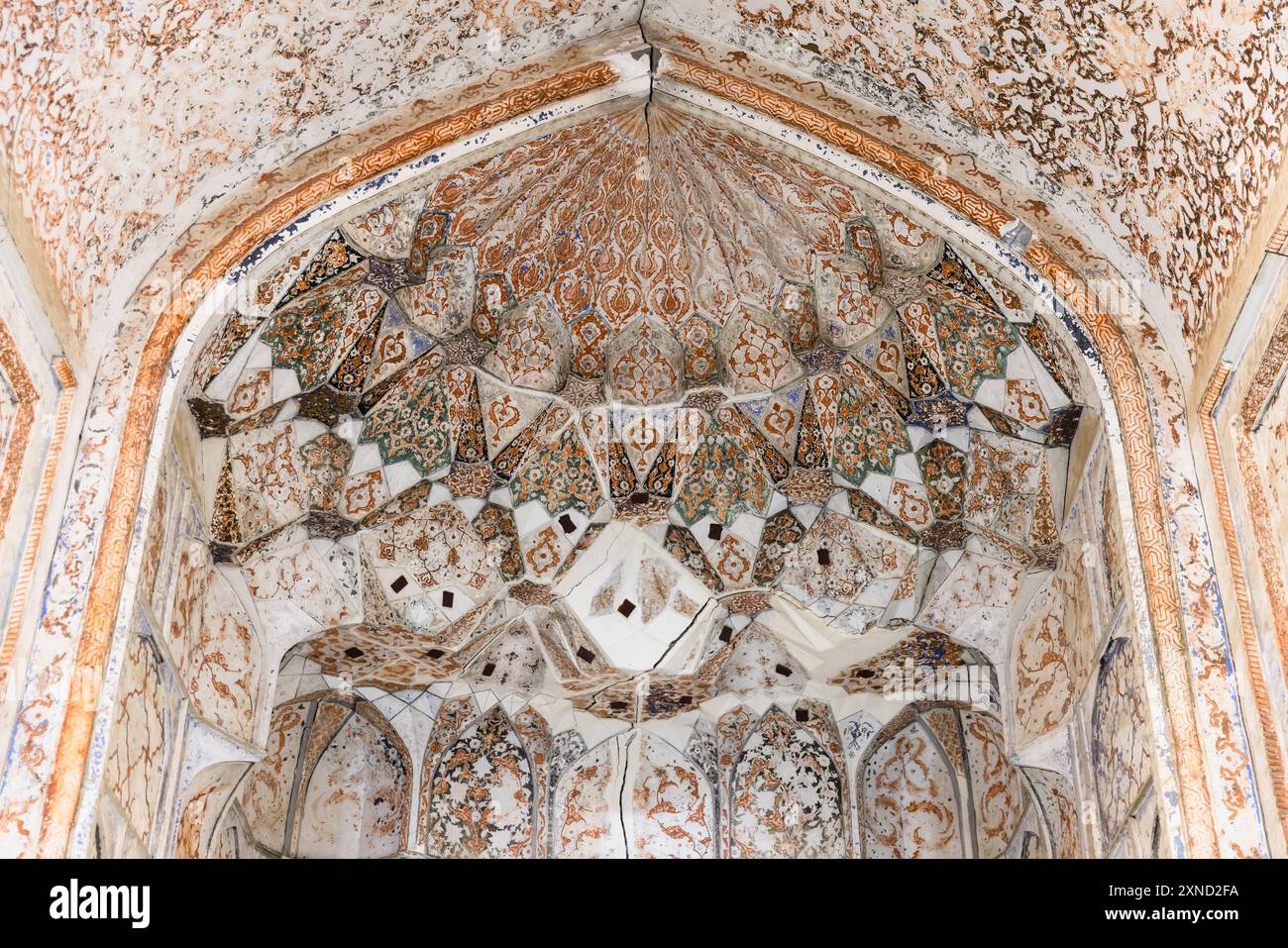 Decoration of Mihrab in the mosque of Abdulaziz Khan Madrasah, Bukhara ...