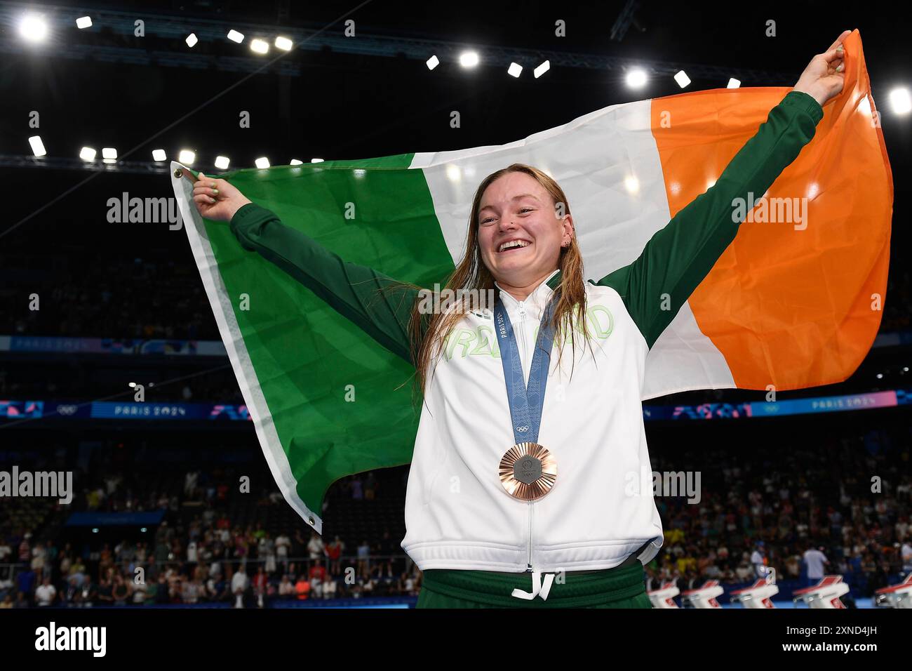 Mona McSharry of Ireland celebrates after the medal ceremony of the ...