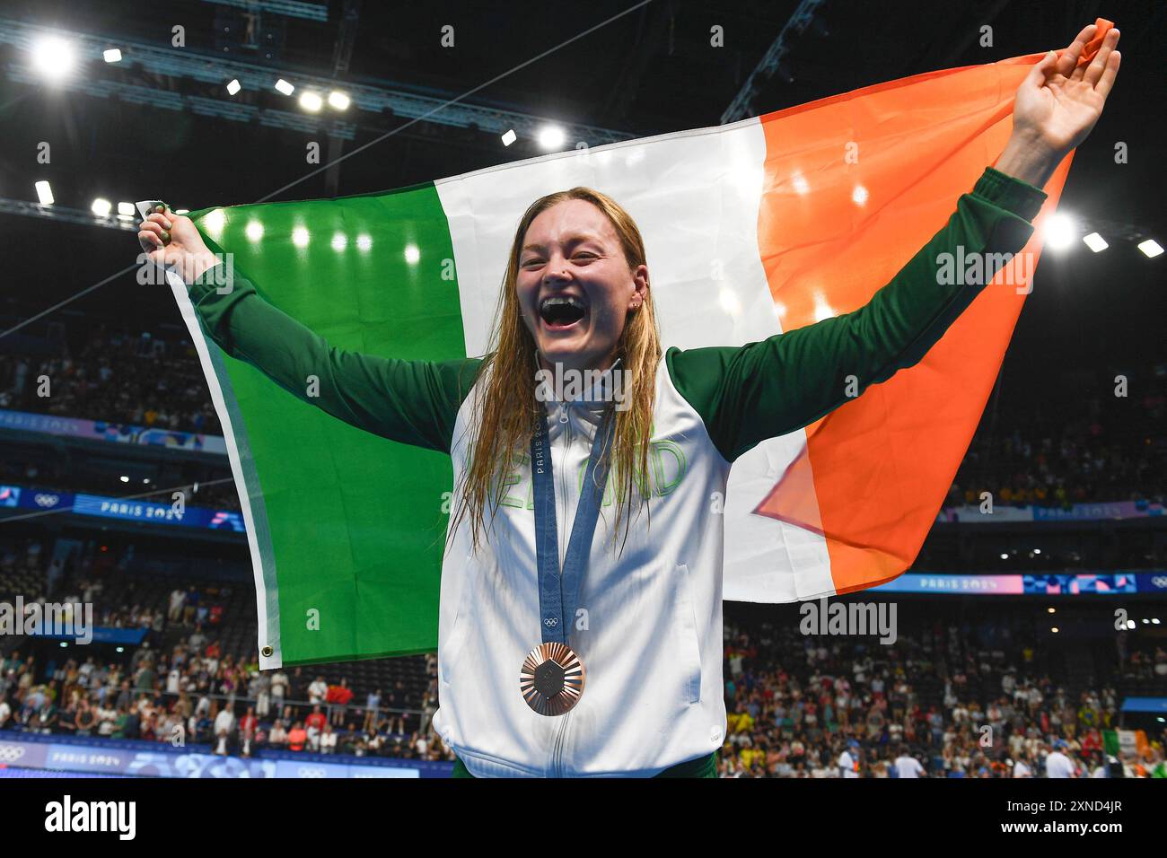 Mona McSharry of Ireland celebrates after the medal ceremony of the ...