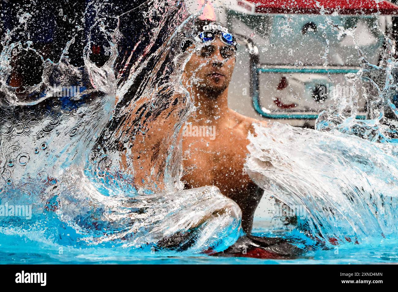 Thomas Ceccon of Italy reacts after competing in the 100m Backstroke ...