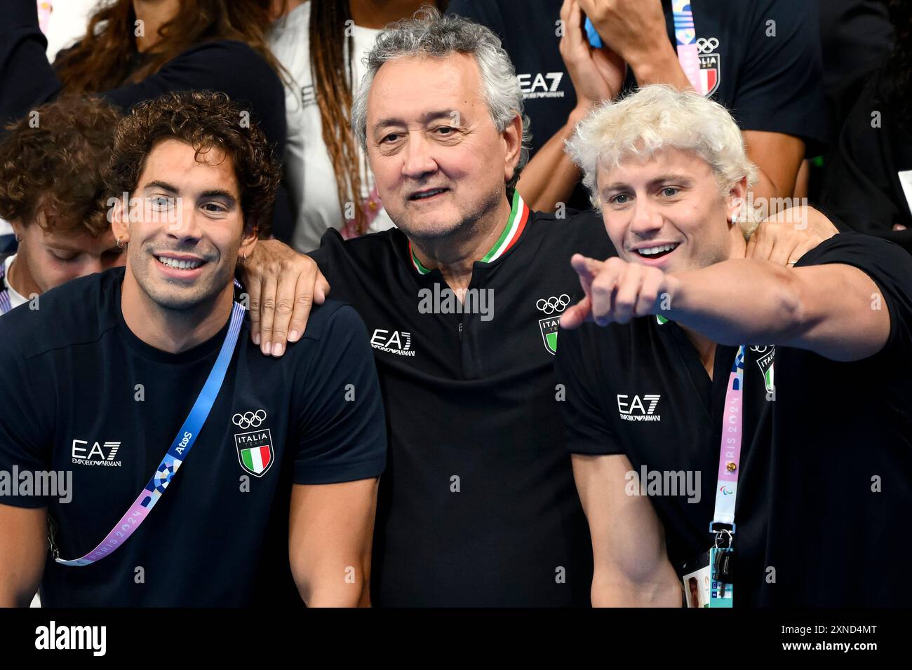 Manuel Frigo, Italian swimming federation president Paolo Barelli and ...