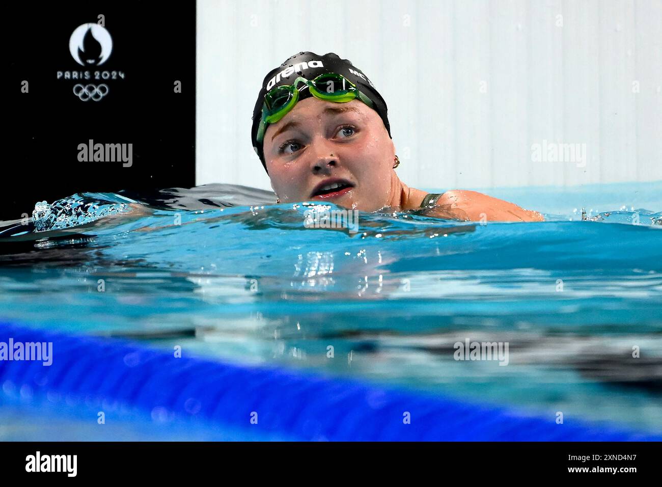 Mona McSharry of Ireland reacts after competing in the 100m ...