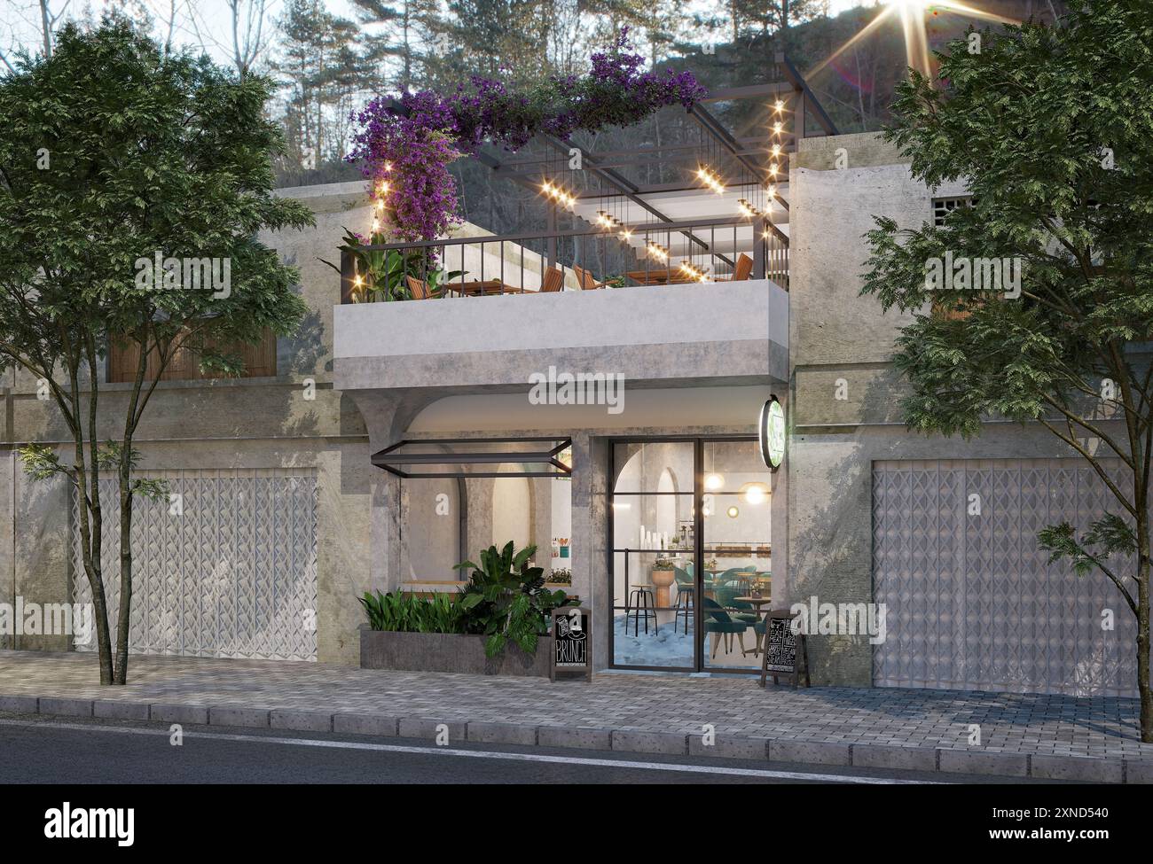 3d render of coffee shop restaurant Stock Photo - Alamy